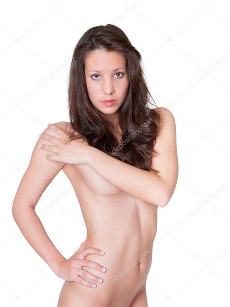 Morena Desnuda Modelo Cubriendo Sus Pechos Foto De Stock 10376433