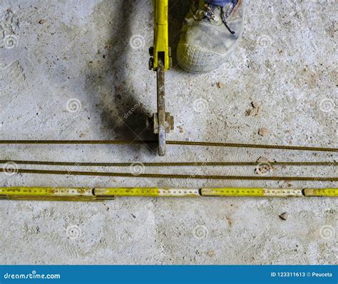 Worker Is Cutting Reinforcement Stock Image Image Of Worker