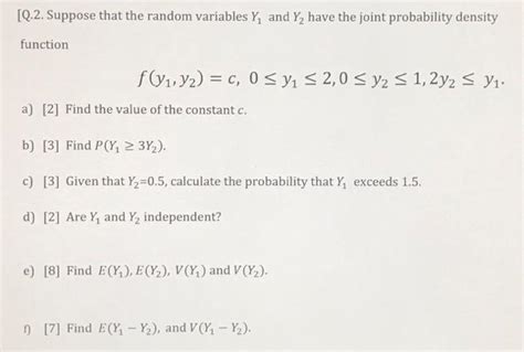 solved [q 2 suppose that the random variables y and y
