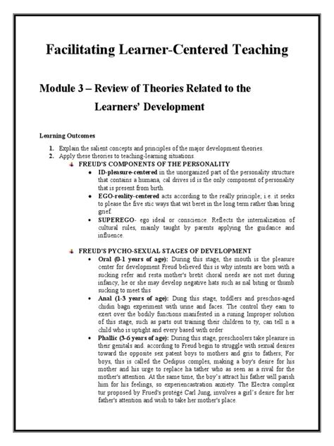Facilitating Learner Centered Teaching Module 3 Review Of Theories Related To The Learners