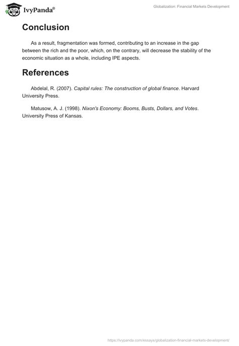 Globalization Financial Markets Development 286 Words Essay Example