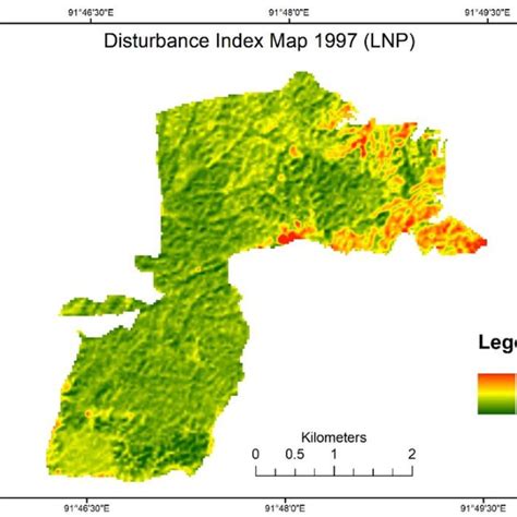 Disturbance Index Map Of 1997 With Disturbance Gradient From Low To