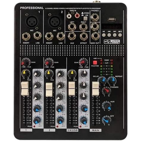 ROM Products Consoles De Mixage Audio Table De Mixage 4 Canaux Avec