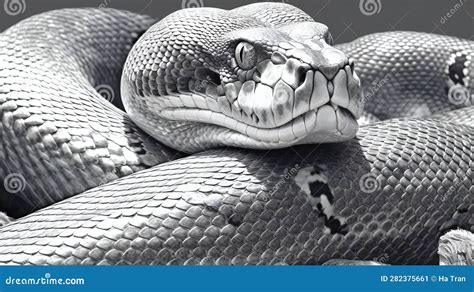 A Golden Python Snake In Black And White Stock Illustration