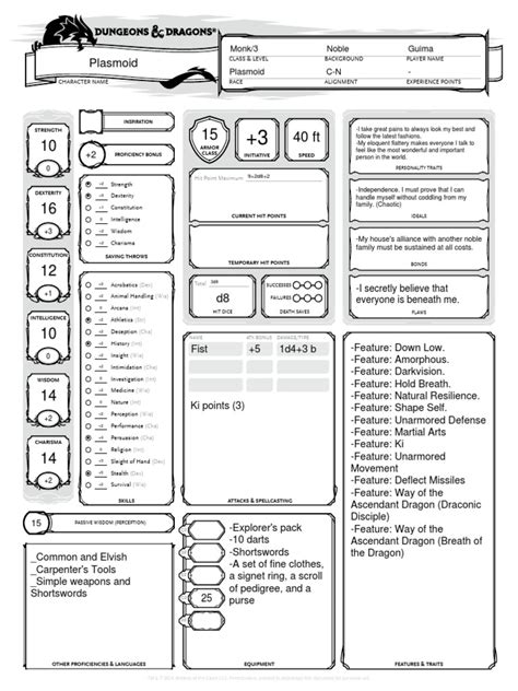 Plasmoid Monk 3 Noble Guima Plasmoid C N Pdf Role Playing Games