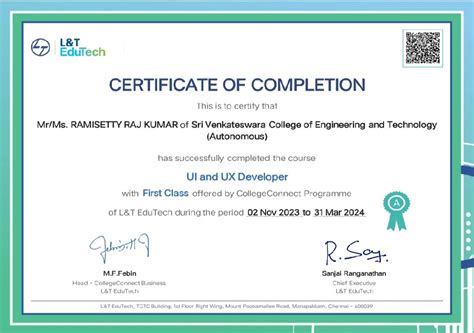 Ramisetty Raj Kumar On Linkedin Uiux Certification Lntlearning