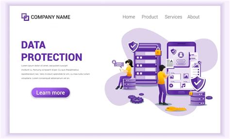 Premium Vector Data Protection Concept People Protecting Data And Files On A Giant Laptop