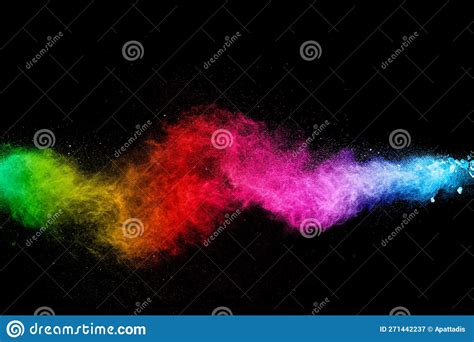 Abstract Colorful Powder Explosion On Black Backgroundfreeze Motion Of