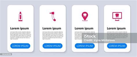 온라인 치과 치료 치과 진료소 위치 치아 드릴 및 치약 튜브를 설정합니다 비즈니스 인포그래픽 템플릿입니다 벡터 건강 진단에 대한 스톡 벡터 아트 및 기타 이미지 Istock