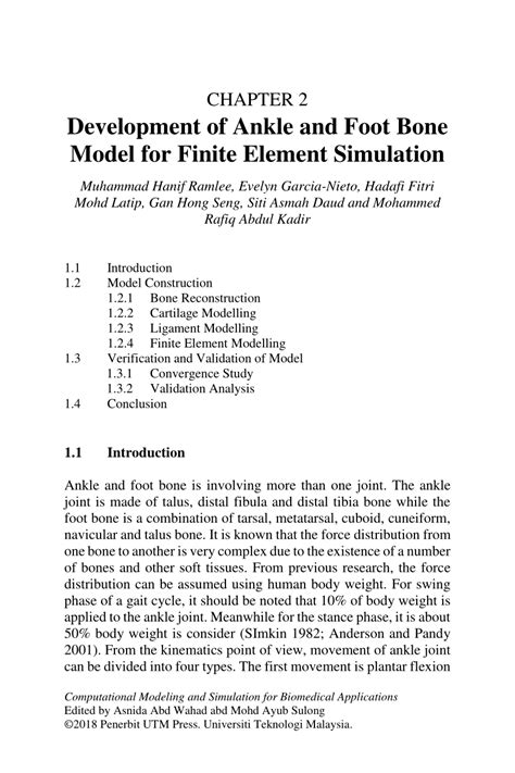 Pdf Development Of Ankle And Foot Bone Model For Finite Element