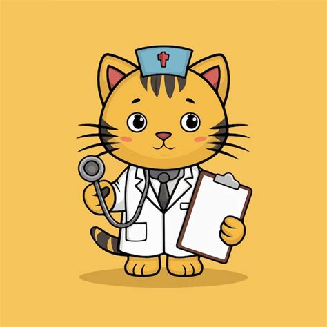 Docter Cat With A Stethoscope Around His Neck Premium Ai Generated Vector