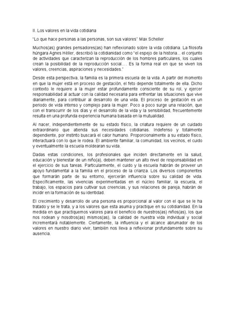 Los Valores En La Vida Cotidiana Pdf