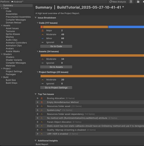 unity project analysis with the project auditor dev community