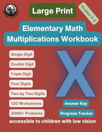 Large Print Elementary Math Multiplications Workbook Single Digit