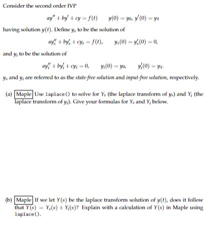 Solved Consider The Second Order IVP Chegg