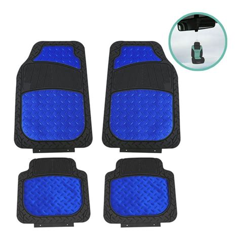 Fh Group Climaproof Rubber Car Floor Mat Universal 4pc Blue Floor Mats