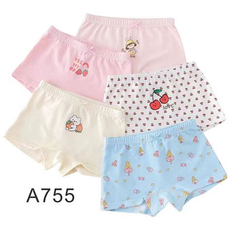 เซ็ตกางเกงในผ้าคอตตอนสำหรับเด็กหญิง5 ตัวa755 Aryangshop Thaipick