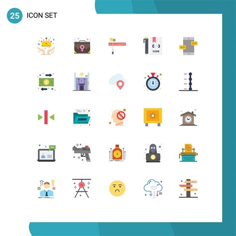 Pictogram Set Of 25 Simple Flat Colors Of File Develop Portfolio Coding Flag Editable Vector