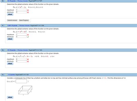 solved determine the global extreme values of the function