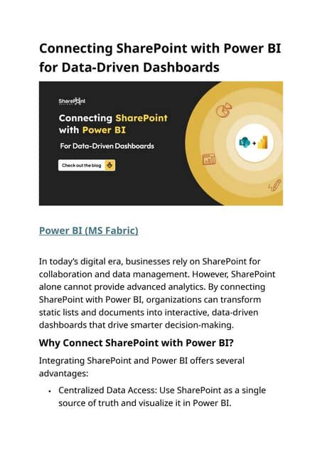 Connecting Sharepoint With Power Bi For Data Driven Dashboards Docx
