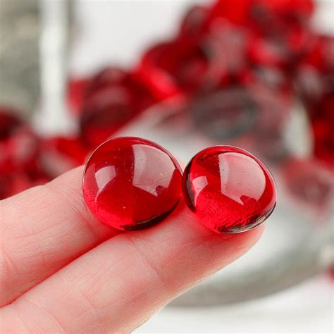Frosted Clear Heart And Red Glass Marble Gems Valentines Day