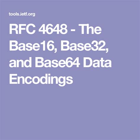 Rfc 4648 The Base16 Base32 And Base64 Data Encodings Cyber