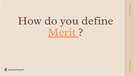 How Do You Define Merit