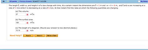 Solved The Length L Width W And Height H Of A Box Change Chegg