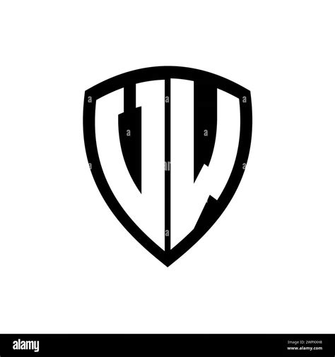 Vw Monogram Logo With Bold Letters Shield Shape With Black And White Color Design Template Stock