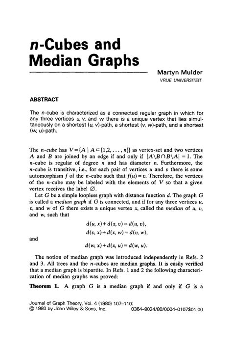 Pdf N Cubes And Median Graphs