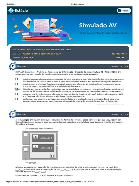 Simulado De Computação Em Nuvem Pdf Computação Em Nuvem