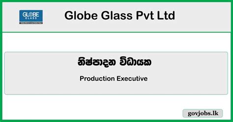 Production Executive Globe Glass Pvt Ltd Job Vacancies 2023 Govjobslk