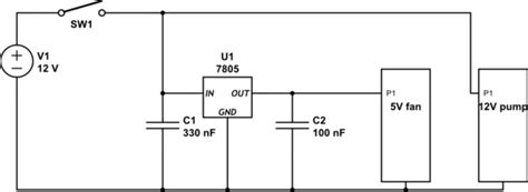Power Supply Lm7805 Circuit Not Working When 12v Source Is Also