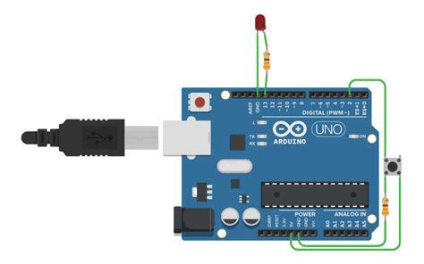 circuit design buton İle led yakma tinkercad