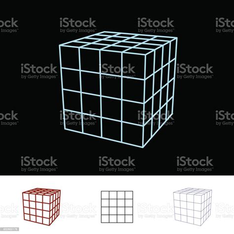 Cube Wireframe Vector Outline Illustration Stock Illustration Download Image Now Black Color