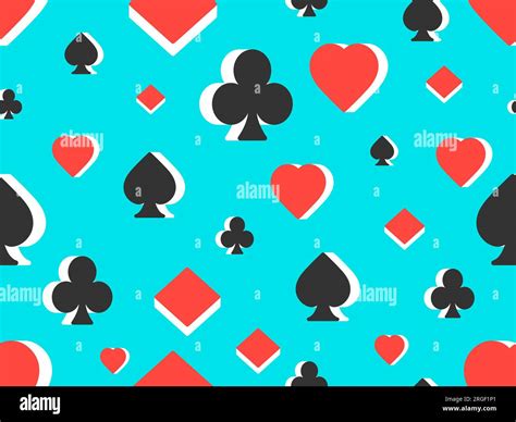 Seamless Pattern With Card Suits Diamonds Hearts Clubs Spades In 3d