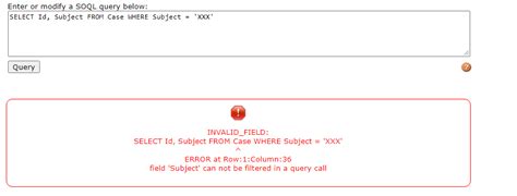 Soql Can Subject Field Be Filtered In Case Object Salesforce