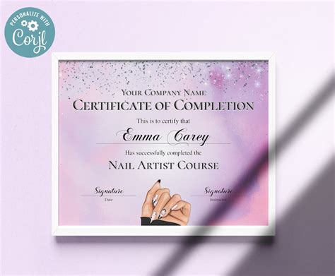 Certificate Of Completion Nail Technician Certificate Nail Salon