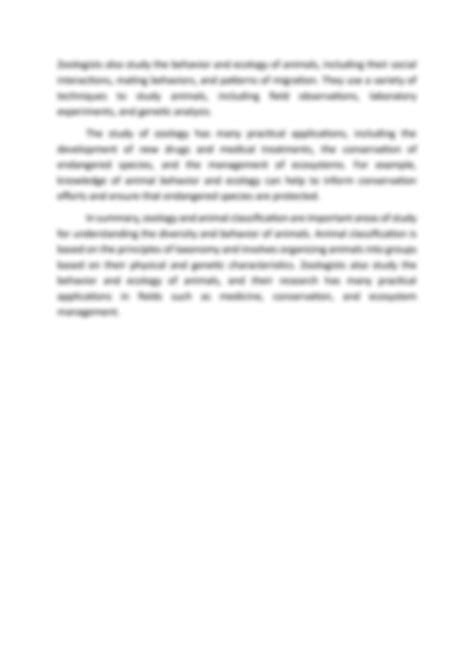 Solution Zoology And Animal Classification Studypool