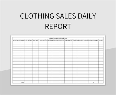 Clothing Sales Daily Report Excel Template And Google Sheets File For
