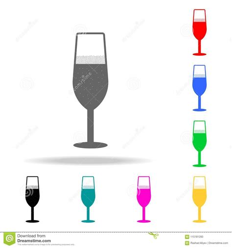 A Glass Of Champagne Icon Elements Of Bar In Multi Colored Icons