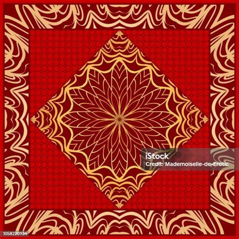 Pola Mandala Bunga Hias Tradisional Untuk Desain Karpet Selendang