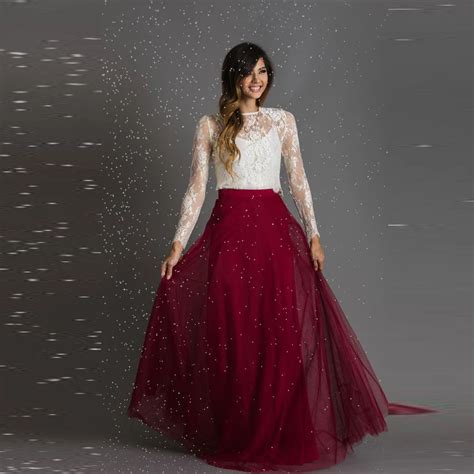 Burgundy Red Full Tulle Skirt Personalized Natural Waistline A Line