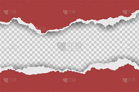 撕破的红色纸框架上透明的背景素材 花瓣网