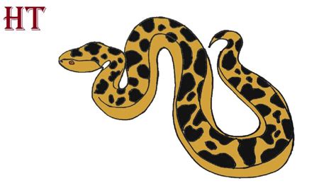 how to draw an anaconda step by step easy to draw python