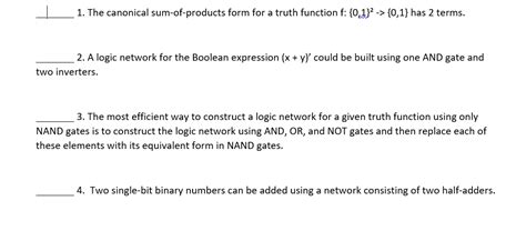 Solved 1 The Canonical Sum Of Products Form For A Truth
