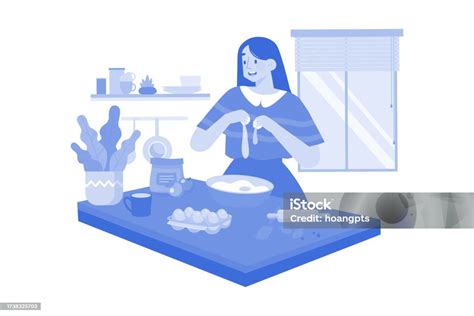 요리 및 주방 일러스트레이션 개념 흰색 배경에 격리된 평면 그림 가정 주방에 대한 스톡 벡터 아트 및 기타 이미지 가정 주방
