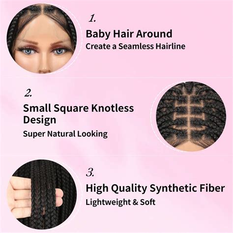 Peluca De Trenzas De Caja Con Lace Frontal Doble De 24 Pulgadas Para