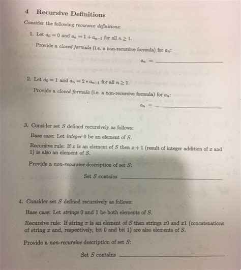 solved 4 recursive definitions consider the following