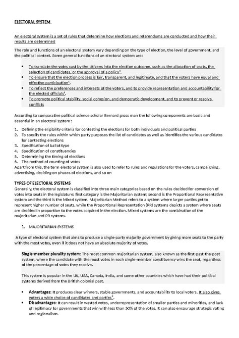 Electoral System Electoral System An Electoral System Is A Set Of
